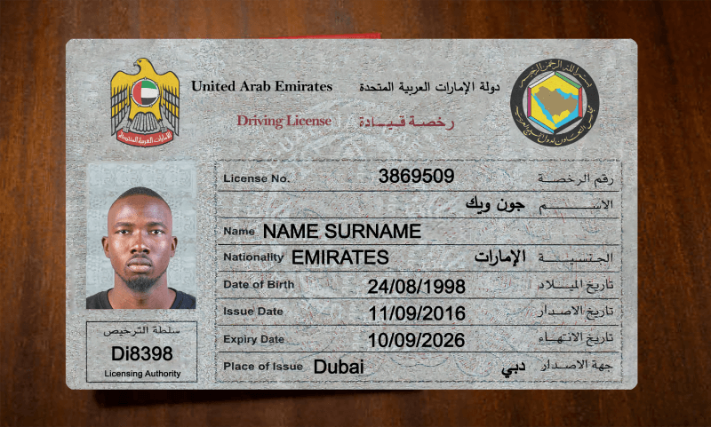 UAE Driver License (United Arab Emirates Driver License) – IdTemplate.to