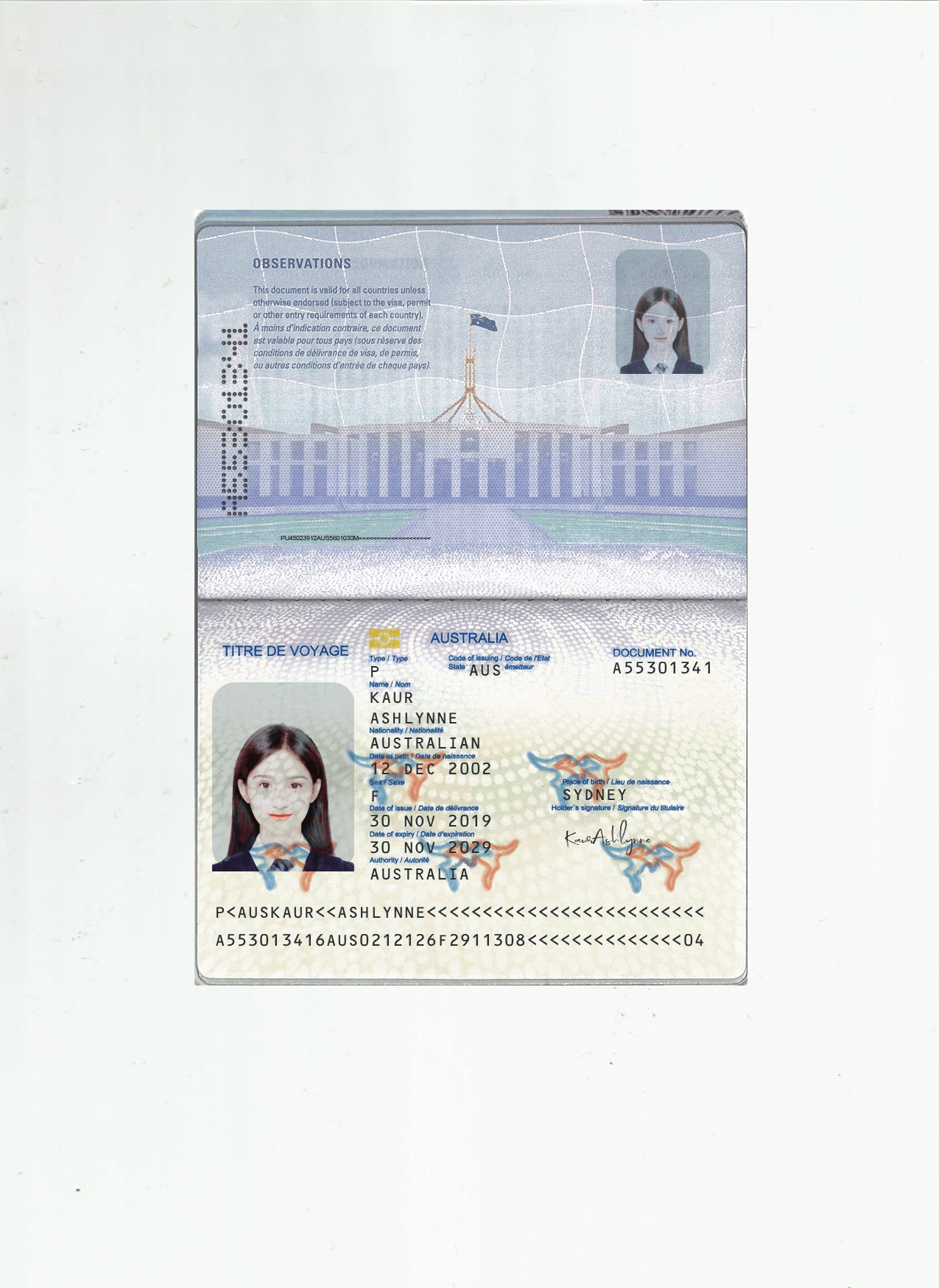 Australia Passport customizable template – IdTemplate.to